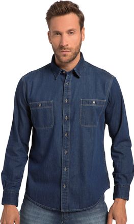 JP1880 Herren Jeanshemd, Langarm, Kentkragen, Modern Fit, bis 8 XL Hemden, Blue Denim, 6X-Large