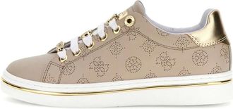 Guess Femme, Chaussures, Beige, Taille: 37 EU Baskets en Cuir Monogramme - Beige