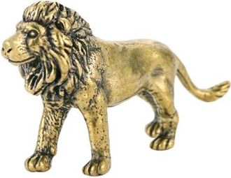 TOPBATHY Ornement Lion en Laiton Vintage Compact 6.3X3.3X2.4Cm Sculpture De Bureau Stable D&eacute;coration Table Maison Bureau