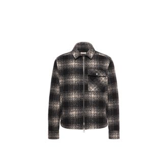 Moncler Moncler Chemise Zipp&eacute;e En Jersey &Agrave; Carreaux, Homme, Noir, Taille: 3xl