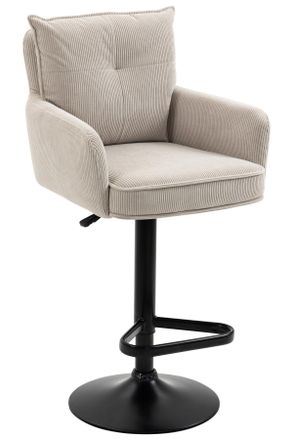 Novel Barhocker, Schwarz, Beige, Metall, Textil, Drehteller, S&auml;ule, 54x98-120x58 cm, Handmade in China, Stoffauswahl, Sitzfl&auml;che 360&deg; drehbar, inklusive Arm