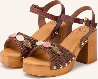 &Egrave; Mia &Egrave; Mia Plateau-Sandaletten Mit Schmucksteinen Und Nieten braun