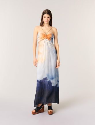 Maje Langes Kleid Mit Batik-muster - Imprime Tie And Dye Bleu - Gr&ouml;&szlig;e 34 - Maje