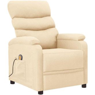 vidaXL Fauteuil de massage Cr&egrave;me Tissu Vidaxl
