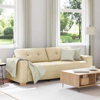 vidaXL Vidaxl - Sofa 3 places avec coussin Cr&egrave;me tissu