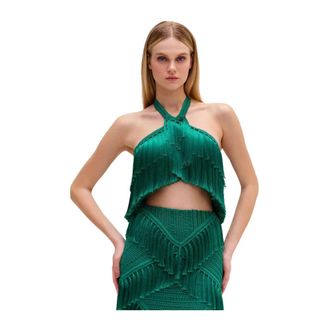 PatBo Fringe Halterneck Top in Jade - - Tops - Damen - Gr&uuml;n - S