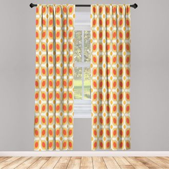 Abakuhaus Geometrisch Vorh&auml;nge, 70er Boho Geometric, Fensterbehandlungen 2 Panel Set f&uuml;r Wohnzimmer Schlafzimmer Dekor, 150 cm x 225 cm, Orangencreme