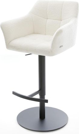 DELIFE Barstuhl Yulo-Flex Boucl&eacute; Soft Beige Drehfu&szlig; h&ouml;henverstellbar Metall Schwarz, Barst&uuml;hle