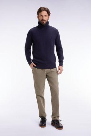 Eden Park Pantalon Chino Sans Plis En Coton Stretch Vert Olive