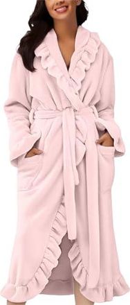 Generic Peignoir en dentelle avec capuche en polaire et tissu &eacute;ponge, peignoir de bain l&eacute;ger, peignoir de sauna, peignoir de maison, long peignoir en peluche,