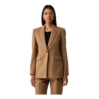 Twinset Blazer en m&eacute;lange de laine &agrave; motif chevrons - Femme - Vestes - Brun - Taille: 44 FR