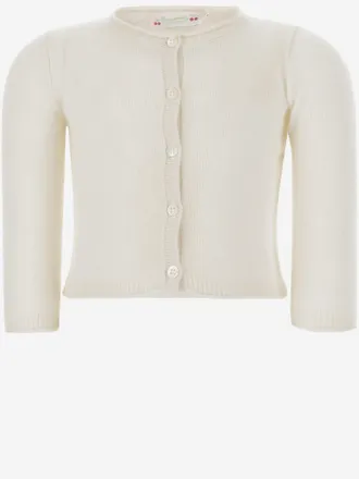 BONPOINT Girls Cashmere Cardigan For Kids White Sweater