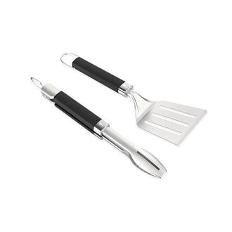 Weber tragbares Grillwerkzeugset (2-teilig) - besteht aus Grillzange und Wender, s&uuml;hlmaschinen geeignet - Silber - Schwarz (3400213)