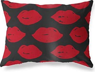 Bonamaison Le Jardin du Lin Kissen Zierkissenbezug Rot-Schwarz Kissenbezug, Weich Bequem, Für Zuhause Autos Büro Sofa Wohnzimmer Couch Schlafzimmer Dekor, 35x50 