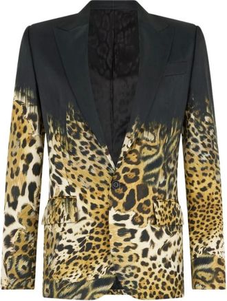Roberto Cavalli Homme, Vestes, Brun, Taille: XL Blazer imprim&eacute; peau de Jaguar