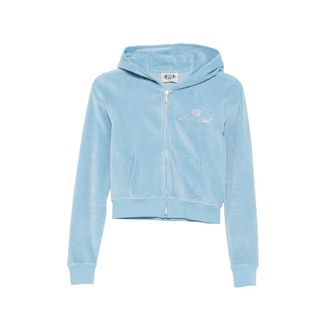 Sporty & Rich X Juicy Couture Rhinestone-embellished Zip-up Hoodie