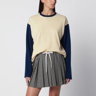Guest In Residence Baseball Oversized Crew Pullover aus Kaschmir in Butter/Navy