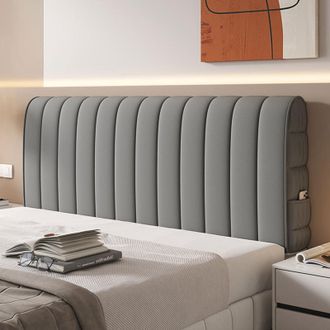 Generic Moderner Polsterbezug aus technischem Stoff, staubdicht, King-Size, f&uuml;r Doppelbett, Leder/Holz, grau, 190 cm, elegante Dekoration f&uuml;r Schlafzimmer