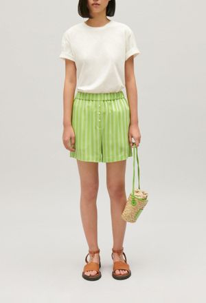 Claudie Pierlot Short fluide rayures matcha