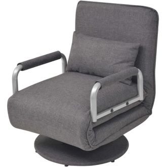 vidaXL Vidaxl - Fauteuil pivotant convertible gris fonc&eacute; en tissu - Dimensions 186 x 60 x 26 cm en mode lit - Rembourrage en mousse &eacute;paisse - Pour petits