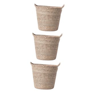 BESPORTBLE 3st&uuml;cke Geflochtener Blumentopf Handgefertigter Runder Pflanzkorb F&uuml;r Innenr&auml;ume Vielseitig Einsetzbar Als Aufbewahrungskorb Oder Pflanzgef&auml;&szlig; Aus Robu