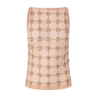 Pinko Pinko, Femme, Tops, Rose, Taille: 38 FR Top Sans Manches Orn&eacute; de Cristaux