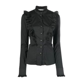 Philosophy di Lorenzo Serafini Femme, Blouses et Chemises, Noir, Taille: 40 FR Chemise Courte en Taffetas Stretch