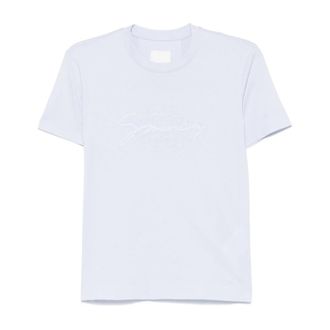 Givenchy Baumwoll-T-Shirt mit gesticktem Logo - - Tops - Damen - Blau - XS