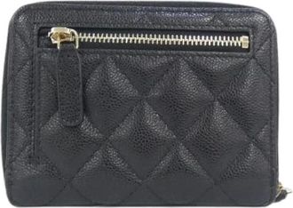 Chanel Portefeuille Bifold en cuir de veau grain&eacute; Timeless Classic Pre-owned - Femme - Pre-owned - Noir - Taille: ONE Size