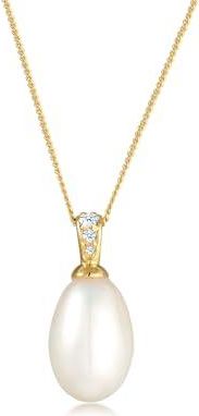 DIAMORE Elli DIAMONDS Collier Femmes perle de culture deau douce avec Diamant en Or Jaune 585