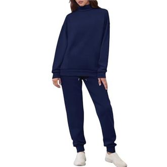 Generic Ensemble de surv&ecirc;tement pour femme musulmane - Couleur unie - Col rond - Boucle en bois - Manches longues - Pantalon large - Costume de jogging pour f