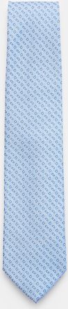 Bigi Cravatte Milano Herren - Seidenkrawatte Volga hellblau/navy/weiß gemustert