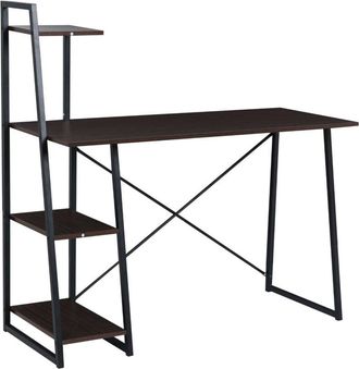 SVITA Svita - Bureau dangle avec &eacute;tag&egrave;re aspect noyer - Dimensions 120 x 48 x 75/117 cm - Structure m&eacute;tallique noire - Charge max 50 kg - COMBO1