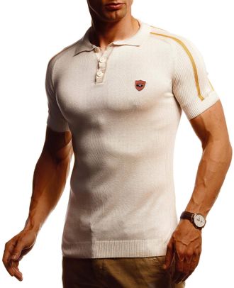 LEIF NELSON Herren Sommer T-Shirt Poloshirt Slim Fit aus Feinstrick Cooles Basic M&auml;nner Polo-Shirt crew Neck Jungen Kurzarmshirt Polo Shirt Sweater kurzarm LN2076