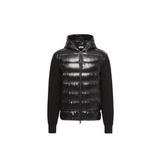 Moncler Moncler Cardigan Matelass&eacute; Zipp&eacute; En Laine Et Cachemire M&eacute;lang&eacute;s, Homme, Noir, Taille: 3xl