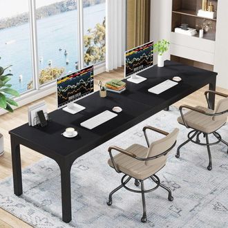 Tribesigns Tribesigns - Bureau dordinateur extra long pour 2 personnes, poste de travail d&eacute;criture industrielle extra large avec pieds r&eacute;glables pour table de