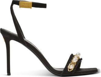Balmain Femme, Chaussures, Noir, Taille: 40 EU Sandales PB en cuir su&eacute;d&eacute;