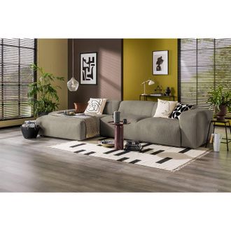 Norrwood home24 Ecksofa 3-Sitzer mit Longchair Grau Cordstoff Licia 343 x 75 x 170cm Longchair davorstehend links Modern