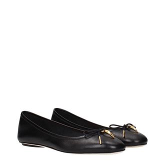 Chlo&eacute; Womens Black Leather Ballet Flats