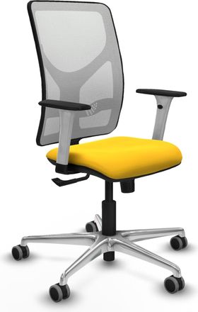 Piqueras y Crespo B&uuml;rostuhl mit wei&szlig;en und schwarzen Armlehnen, h&ouml;henverstellbare Lendenwirbelst&uuml;tze, ausgestattet mit Sincro 3 Positionen und Schneideschaum, Wei&szlig;/Gelb