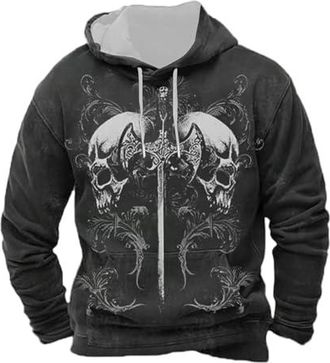 Generic Sweat-Shirts Halloween Manches Longues claboussures de Sang Fantaisie Hoodie Zipp&eacute; Coupe Ample Grande Taille V&ecirc;tements Chauds Hiver Imprim&eacute; R&eacute;aliste 3