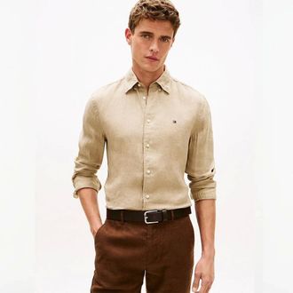 Tommy Hilfiger Homme, Chemises, Beige, Taille: S Chemise en lin pur coupe classique