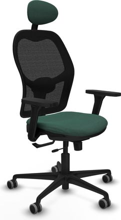 Piqueras y Crespo Ergonomischer Stuhl mit 3D-Armen, h&ouml;henverstellbare Lendenwirbelst&uuml;tze und festes Kopfteil, ausgestattet mit Syncro/Traslack und injiziertem Schaum. S