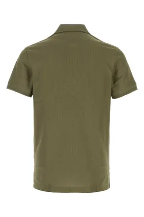 Burberry Mens Army Green Piquet Polo Shirt Olive Exterior: Cotton T-Shirt T-shirts And Polos