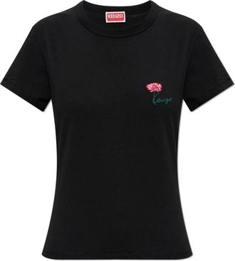 Kenzo Femme, Tops, Noir, Taille: 36 FR Logo T-Shirt