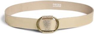 Pieces PCPILJA LEATHER JEANS BELT FC NOOS, Ceinture aux femmes, Gold Colour/AOP:SNOW, 80