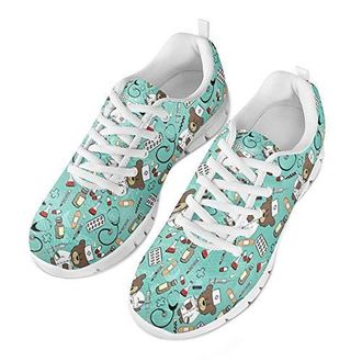 Coloranimal Chaussures de marche et de course plates pour femme Printemps été - - Ours infirmière style 2, 42 EU