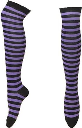 Generico Chaussettes hautes au genou ray&eacute; style sportif pour femme (2 paires), Sock 15, Taille Unique