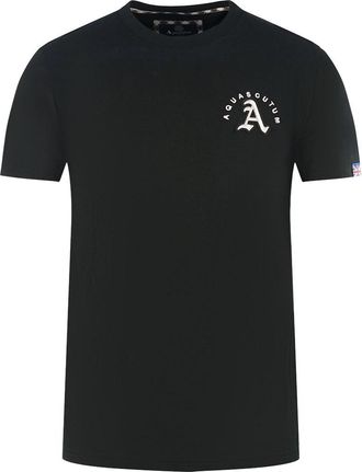 Aquascutum London Gesticktes A-Logo Schwarzes T-Shirt