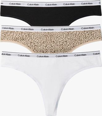 Calvin Klein Lot de 3 slips br&eacute;siliens en coton m&eacute;lang&eacute;
